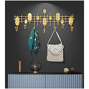 EAUSO Coat Hooks Wall Mounted Metal Coat Hook Wall Mounted Coat Rack Hanger Golden Heavy Duty Entrance Hook for Clothes Hat Key Towel and Bag Wall Hooks Door Hooks Coat Rack (Size : 7hooks) 7hooks