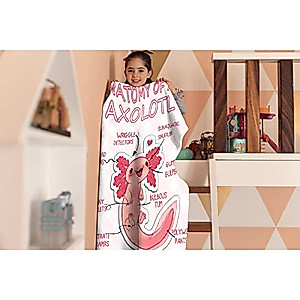 Anatomy of an Axolotl Blanket Throw, Mexican Salamander Flannel Fleece Blanket Perfect Axolotl Lover Gift, Lightweight Soft Animal Blanket Suit for Sofa Bed Couch Travel 40"x30" XS for Pet