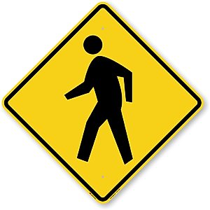 SmartSign 24 x 24 inch Pedestrian Crossing Metal Sign (Only Symbol), 80 mil Aluminum, 3M Laminated Engineer Grade Reflective Material, Black and Yellow