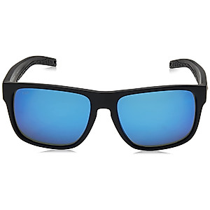 Costa Del Mar Mens Spearo XL Fishing and Watersports Square Sunglasses, Matte Black/Blue Mirrored Polarized-580G, 59 mm