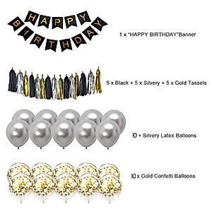 Birthday Party Decorations Happy Banner Balloons Decor for Boys Girls Men Women 36 Pieces