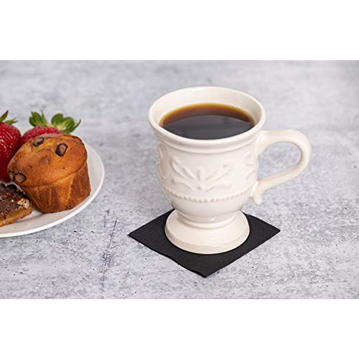 AH AMERICAN HOMESTEAD Cocktail Napkins-Disposable Beverage/Bar Napkins-Black Linen-Like Square Napkins-Eco-Friendly & Compostable-Everyday Use, Party or Wedding 4.75inch x 4.75inch (100 Count, Black)