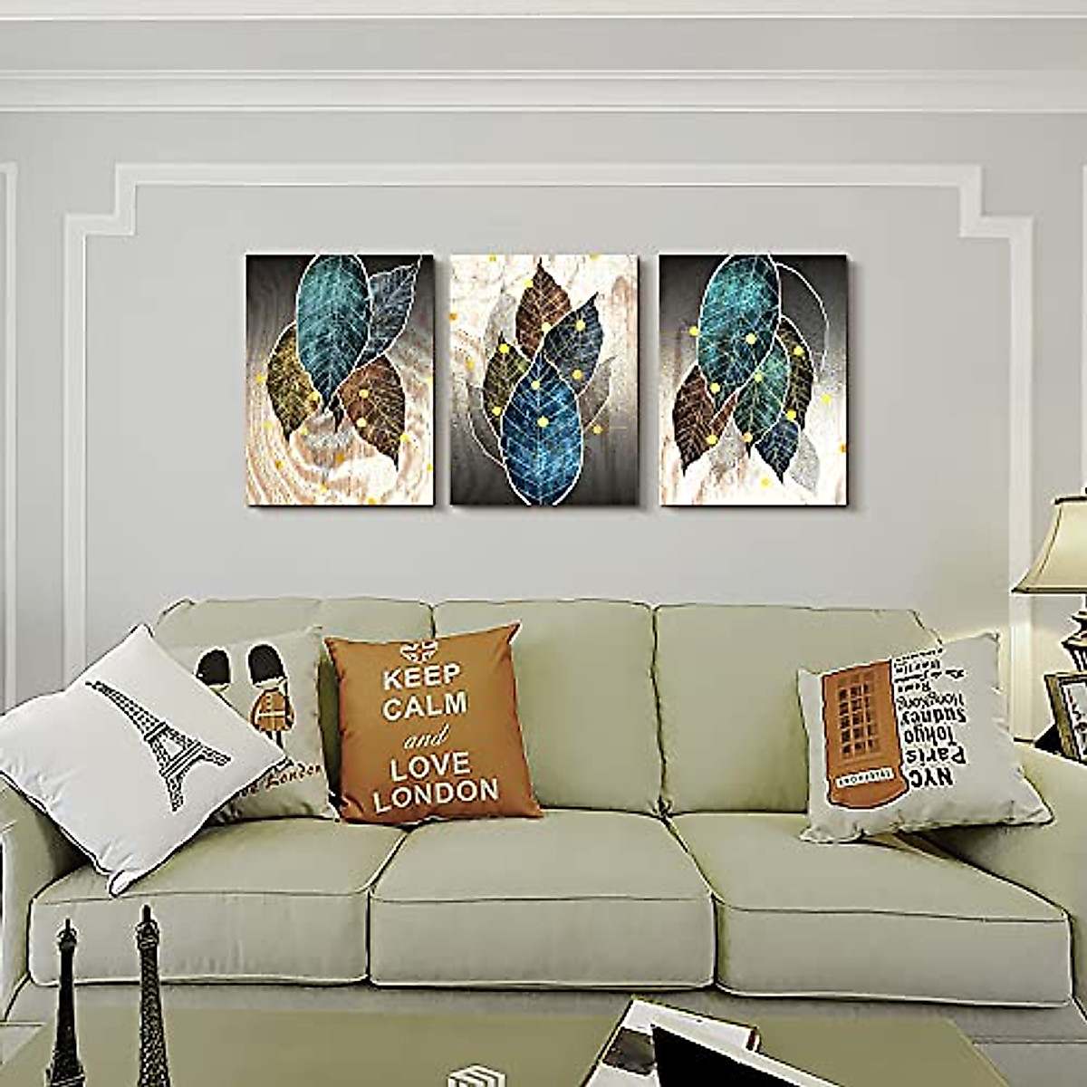 Abstract Canvas Wall Art For Living Room Family Wall Decor For Bedroom Kitchen Artwork Abstract Leaves Canvas Prints Painting Modern Office Wall Pictures Bathroom Home Decorations 12" X 16" 3 Pieces