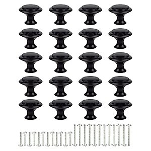 MoHern Black Cabinet Knobs, Dresser Knobs 20 Pack, 1-1/5 inch Matte Kitchen Knobs for Cabinet, Bathroom Cabinet Hardware, Drawer Pulls and Knobs…