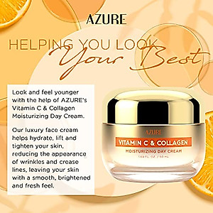 AZURE Vitamin C & Collagen Day Cream - Anti-Aging, Brightening Moisturizer - Reduces Fine Lines, Made in Korea - 50mL / 1.69 fl.oz.