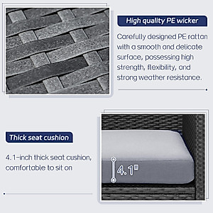 BULEXYARD Grey PE Wicker Patio Furniture Sectional Conversation Sofa Set with 43" Propane/Natural Gas Fire Pit Table, Large Size High Back Outdoor Furniture Set with Fireplace(13Pcs, Light Grey)