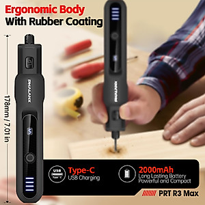 Rotary Tool - 3.7V Cordless Rotary Tool Kit LED Ring Work Light, 2.0Ah Li-ion Battery 5 Speed 70 Accessories Power Rotary Tools 20000RPM,Mini Rotary Tool Cordless for Light DIY Projects/Precision Work