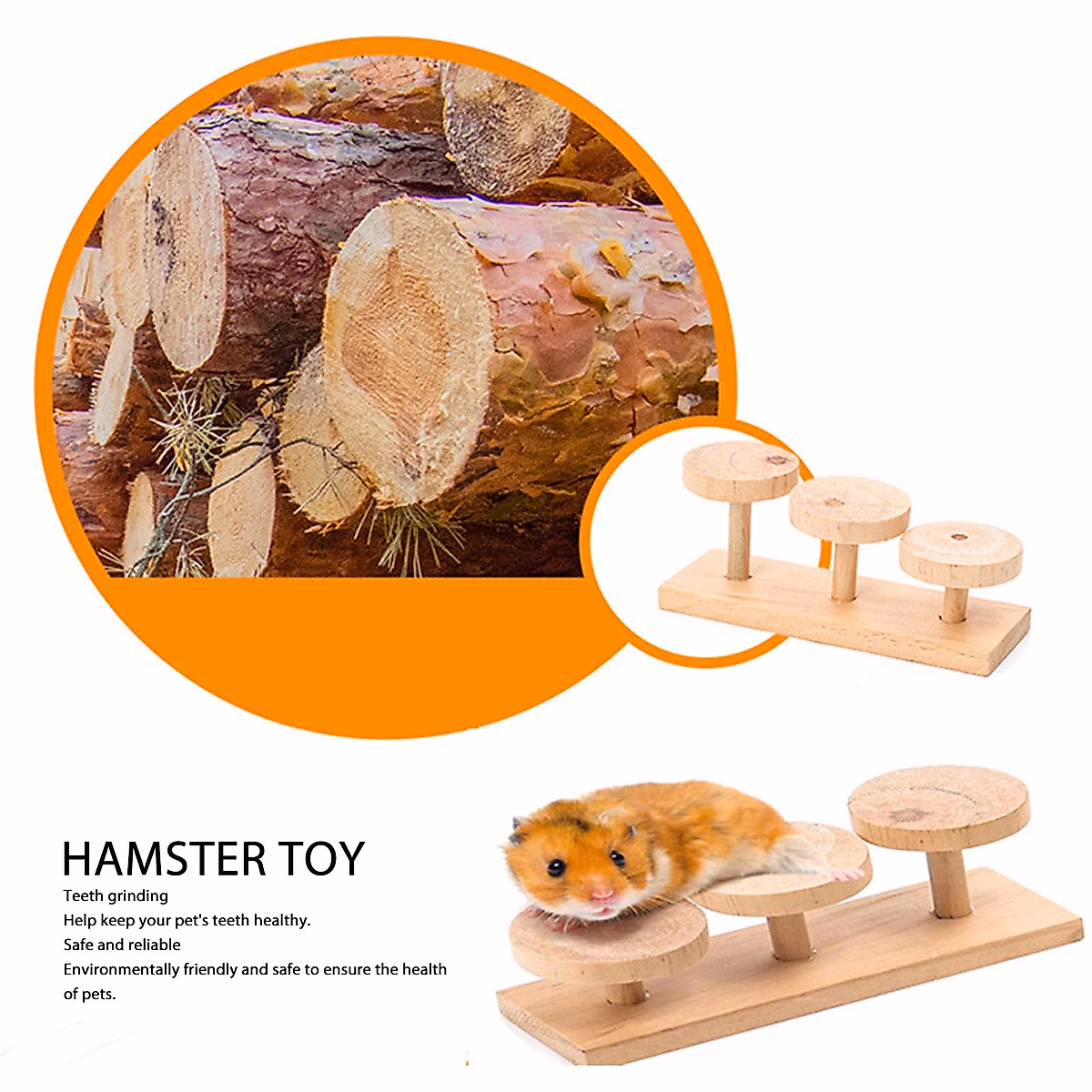 Hamster Platform Toy, Small Pet Wooden Platform Rat Climbing Chew Toy Rodent Ladder Bridge Wooden Hamster Playground Platform for Cage Accessories