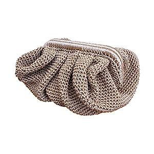 Knit Women's Hand Bags Camel Color Small Woven Bags for Women Handmade Knit Hand Bags and Purses Mini Clutch Chic Tote