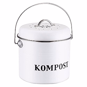 JISADER Kitchen Compost Bin, Compost Bucket Odorless Indoor Farmhouse Trash Food Vegetable Residue Peel Compost Pail Kitchen Composter