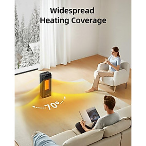 Space Heater, Electric Space Heaters for Indoor Use with Thermostat, Remote, 1-12H Timer, 70°Oscillation and Overheat Protection, 1500W PTC Ceramic Fast Safety Heat for Office Bedroom (Black)