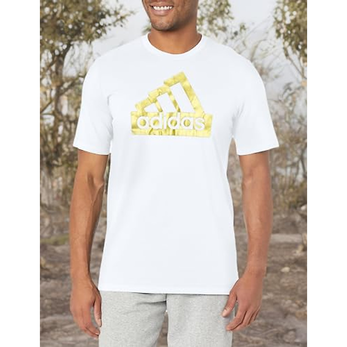 adidas Men's Tall Size Future Icons Metallic T-Shirt, White, X-Large