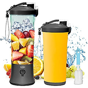 20 Oz Portable Blender for Shakes and Smoothies, TOPESCT Personal Size Blender USB Rechargeable, Strong Cutting Power with 6 Ultra-sharp Blades for Travel, Office & Sports (Black)