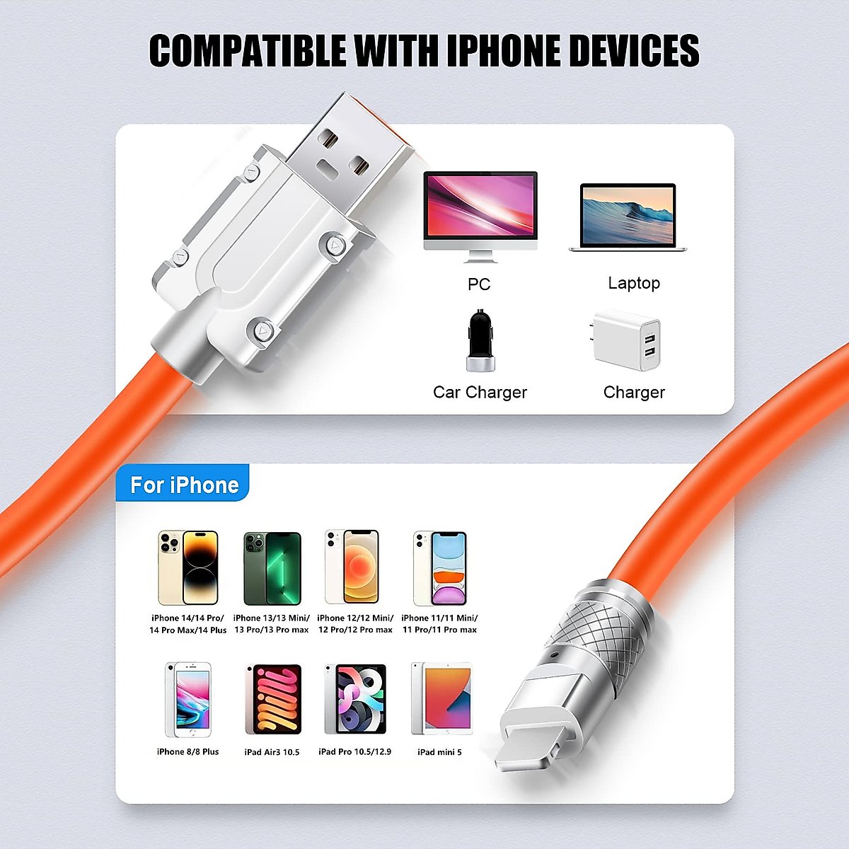 XNMOA USB Charging Cord Compatibility with iPhone 14 13 12 11 Pro Max Xr Xs X 8 7 iPad,6A Fast Charging Cable,6FT Charger Cord for iPhone,USB Cable Fast Charging Cord with High Speed Data Sync Charge