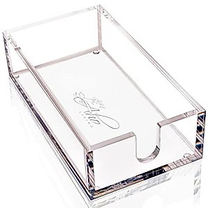 Acrylic Napkin Holder - Guest Towel Holder Tray for Bathroom, Kitchen or Dinner Table - Clear as Glass with Nonslip Feet - an Elegant Dispenser to Show Off your Hand Towels