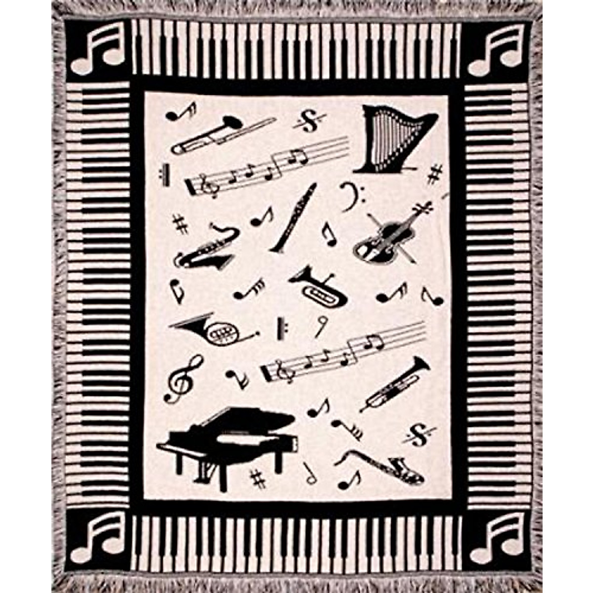 Simply Home Music Notes Piano & Instruments Afghan Throw Blanket 50" x 60"