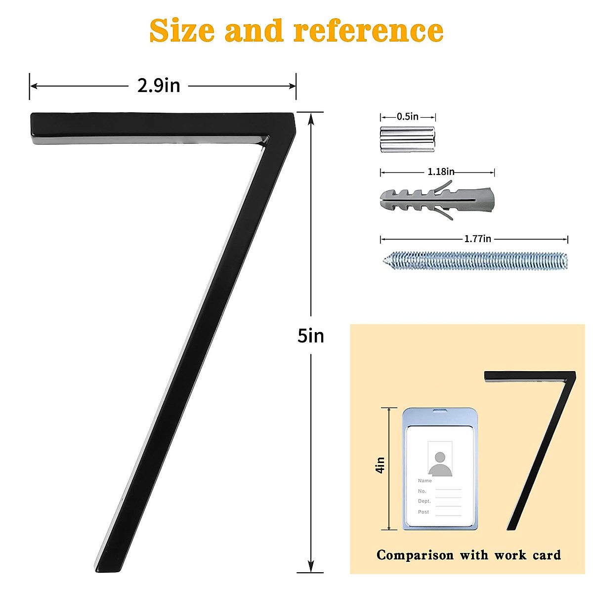 5" Floating Stainless Steel Address House Number, Modern Metal Anti-Rust House Numbers with Nail Kits for Door Garden Mailbox Decor Visibility Signage (1)