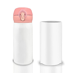 AiHeart Kids Sublimation Water Bottle,10oz Blank Stainless Steel Kid Thermo Mug,Double Wall Vacuum Insulated Sport Water Bottle,With Shrink wrap films and Lid,For School Travel(Light Pink)