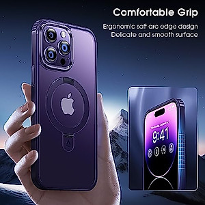 Alphex for iPhone 14 Pro Max Case with Magnetic Invisible Stand, Compatible with MagSafe, Official Color Match for iPhone, Military Grade Shockproof Phone Cover for Women Men, DeepPurple