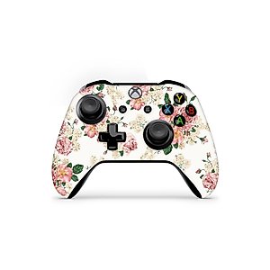 ZOOMHITSKINS Controller Skin Compatible with X1 S and X1 X, Vinyl Sticker Technology, Vintage Flower White Pink Pastel Elegant, Durable, Bubble-free, Goo-free, 1 Skin, Made in The USA