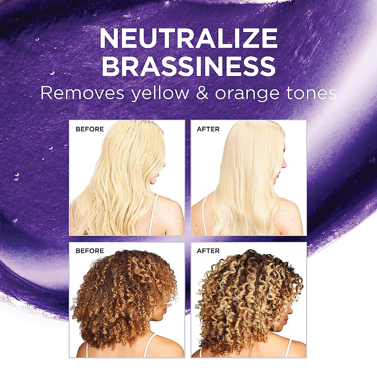 L'Oreal Paris EverPure Sulfate Free Brass Toning Purple Conditioner for Blonde, Bleached, Silver, or Brown Highlighted Hair, 11 Fl; Oz (Packaging May Vary)