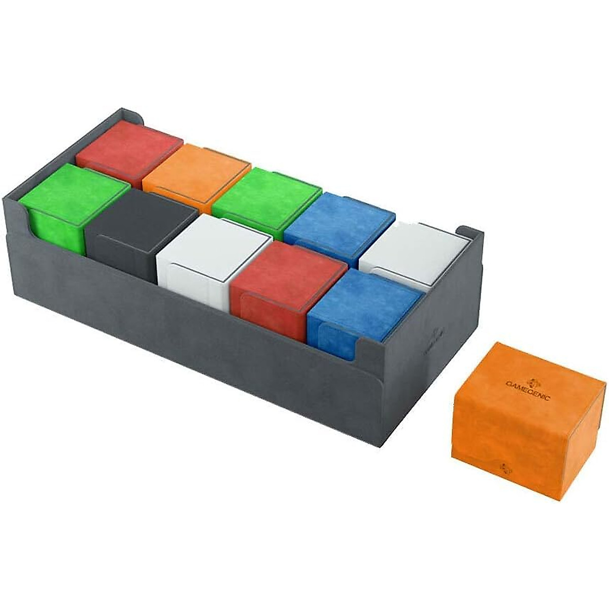 Dungeon 1100+ Convertible Deck and Game Accessories Box | Double-Sleeved Card Storage & Protector | Nexofyber Surface | Holds up to 1,000 Cards | Black Color | Made by Gamegenic