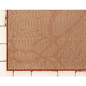 Unique Loom Outdoor Botanical Collection Area Rug - Branch (9' x 12' 2" Rectangle, Terracotta/ Beige)