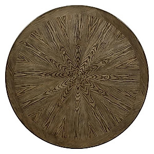 24/7 Shop at Home Van Lin Farmhouse 54-inch Solid Wood Round Dining Table with Trestle Pedestal Base, for Kitchen, Living Room, Entryway, Small Spaces, 54D x 54W x 30H in, Light Oak