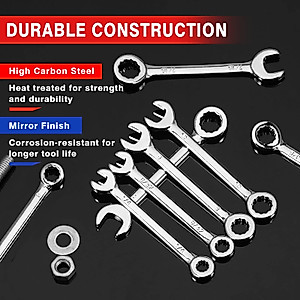 SPEEDWOX Mini Wrench Set Metric SAE Ignition Wrench Sets Open and Box End Wrench Set Small Wrench Set Combination Wrench Sets with Storage Pouches and Key Chains, 4mm-11mm & 5/32"-7/16"