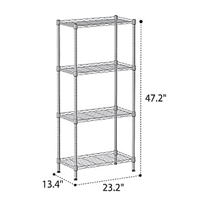 SINGAYE 4 Shelves Adjustable Storage Shelf Wire shelving Storage Rack 520lbs Loading Capacity Standing Shelf Units,23.2" W x 13.4" D x 47.2" H for Kitchen Office Pantry Room,Silver