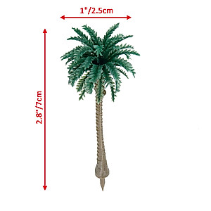Bitray Model Coconut Palm Tree 2.8" Height Mini Scenery Plastic Tree Building Model Trees -6pcs