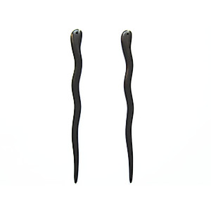 Myhsmooth Zz-bg-charming 2 Count Hair Sticks Natural Ebony (Black Sandalwood) Handmade Carved Hair Clip Shawl Hair Pins Pack of 2 Pcs :Charming