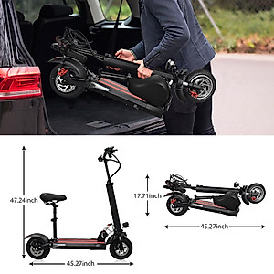 Bikydom Electric Scooter for Adult,800W 15AH Folding E Scooter Up to 28MPH & 28 Miles Travel Range,10'' Vacuum Tires Electric Scooter with Seat