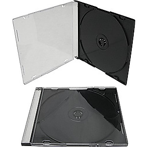100 x ULTRA THIN 5.2mm Clear CD Jewel Boxes with Built In Black Tray #CDBS52 - HALF THE THICKNESS OF A NORMAL CD JEWEL BOX!