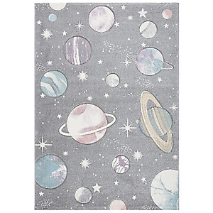 SAFAVIEH Carousel Kids Collection Area Rug - 5'3" x 7'6", Grey & Lavender, Non-Shedding & Easy Care, Ideal for High Traffic Areas for Boys & Girls in Playroom, Nursery, Bedroom (CRK103F)