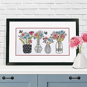 Dimensions Butterflies and Wildflower Vases Counted Cross Stitch Kit, Multicolor 4 Piece
