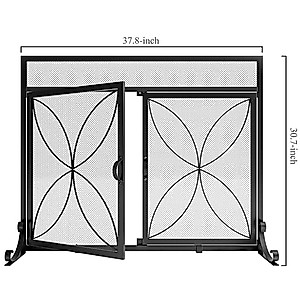 Fire Beauty Fireplace Screen with Magnetic Doors,Large Metal Fire Place Screen for Home,Spark Guard,Metal Furnace Fireguards,Baby Safe Spark Guard Protector,Black