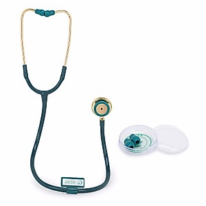 RCSP Acoustic Stethoscope Brass Ring For Medical Students, Nurses & Doctors, Lightweight ChestPiece with Latexfree Tube & Soft Sealing Ear Knobs Cardio SS Gold (GREEN)