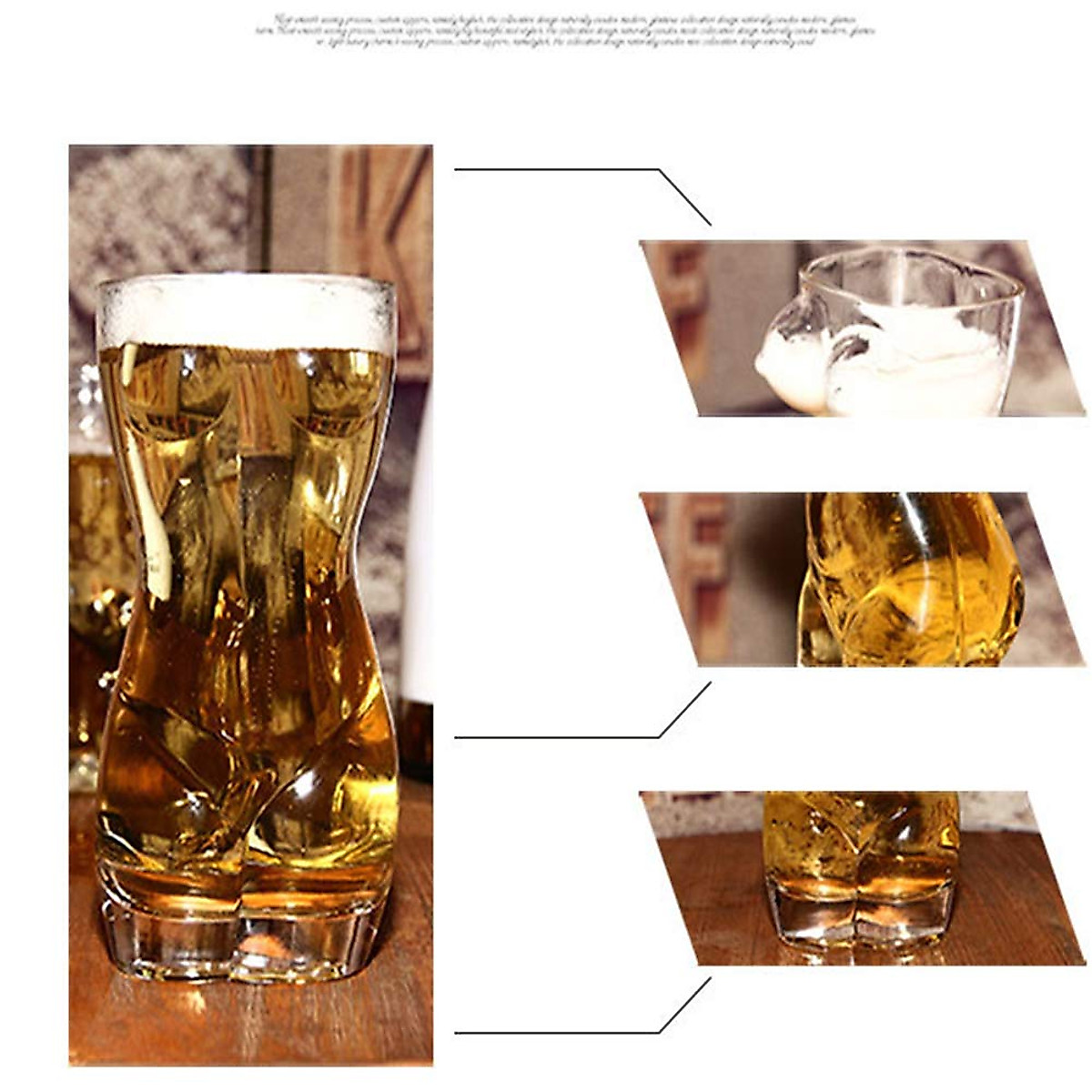 JUOPZKENN Transparent Human Body Glass, 400ML, Lead-Free, Novelty Wine Glass, Drinking Cup for Beer, Vodka, Whiskey, Party