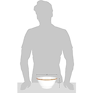 Red Co. Set of 2 Enamelware Metal Large Classic 4 quart Round Salad Serving Bowl, Solid White/Orange Rim