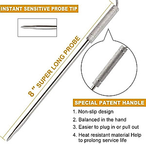eBasics Meat Thermometer Probe Replacement Temperature Probe Compatible with Thermopro TP20, TP17, TP16, TP10,TP09, TP08, TP-08S, TP-07, TP06S, TP04, TP25, TP27, TP28, TP829, TP930