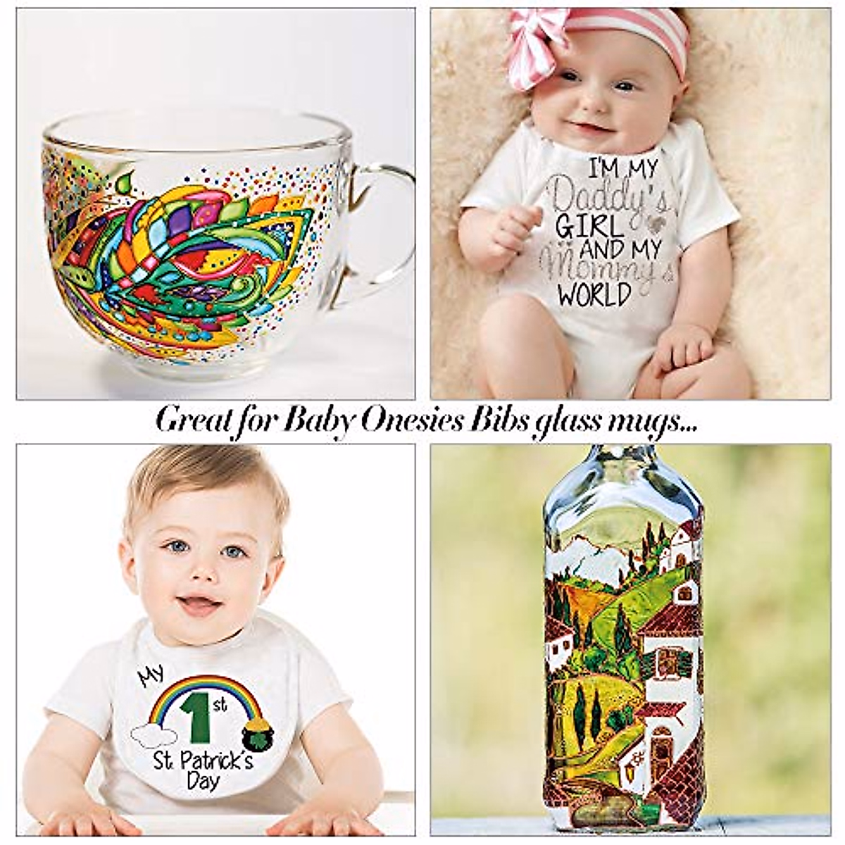 JR.WHITE Fabric Markers Permanent for T Shirts Baby Clothes Onesies Bibs White Pillow Canvas Tote Bags Clothing - No Bleed - Fine Tip - Child Safe & Non Toxic Fabric Paint Pens Set of 24 Colors