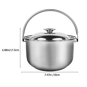 BESTonZON Stainless Steel Cooking Pot, Stock Pot with Lid and Handle, Kitchen Stock Pot Multi-functional Pot Non Stick Stockpot Petit Pot, Stainless Steel Induction Pot for Household and Camping