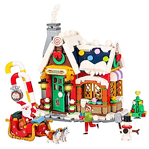 PinkBee Christmas Gingerbread House 2022 Mini Xmas Tree Building Block Set Creative Ornament Toys Kits Micro Bricks for Adults Kids 8-12 6-12 7-9（788Pcs）