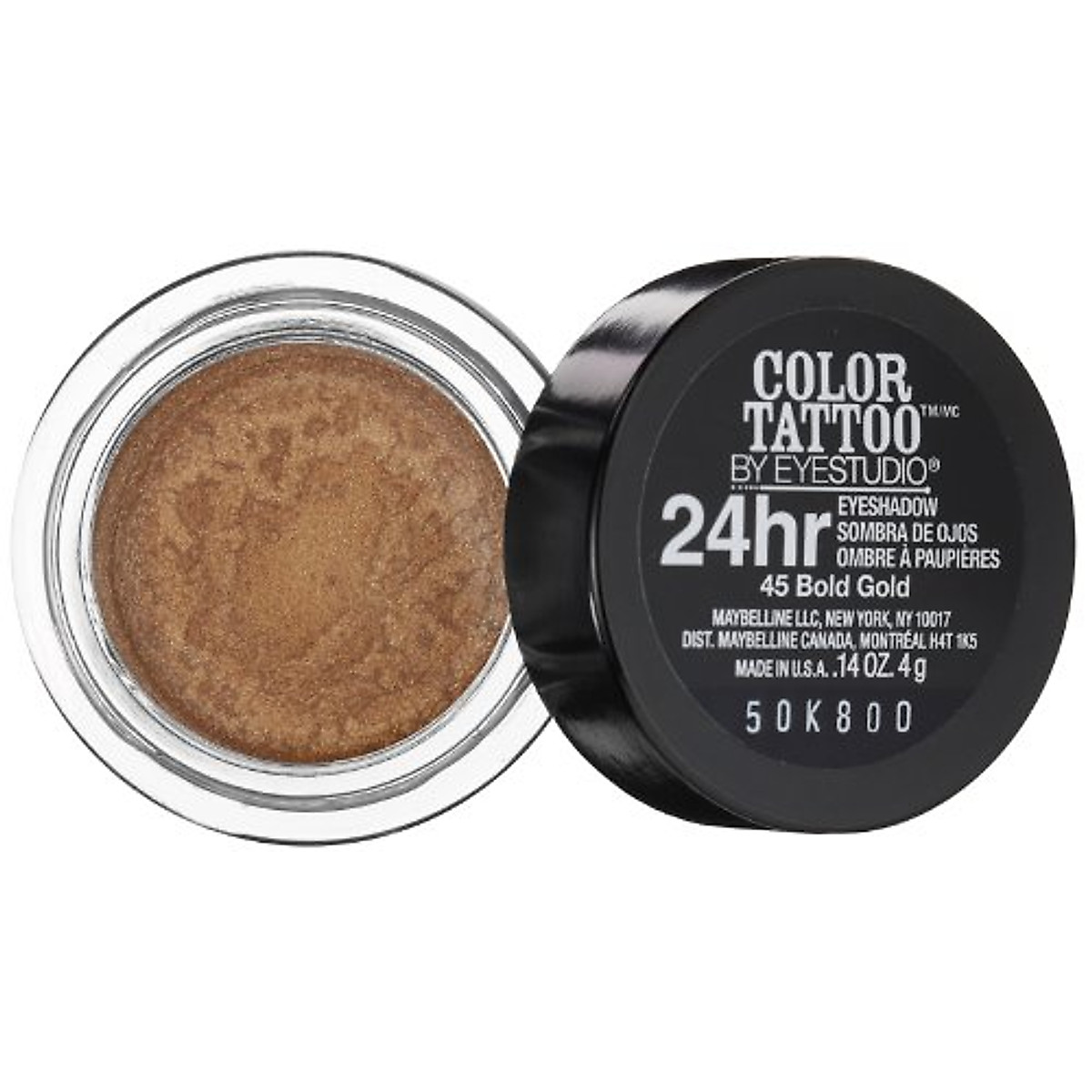 Maybelline New York Eyestudio ColorTattoo Metal 24HR Cream Gel Eyeshadow, Bold Gold, 0.14 Ounce (1 Count)