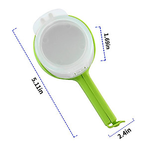 Food Storage Sealed Bags with Pour Spout, 4-Pack, Plastic, Moisture-Proof Clips, White, Gray, Green, Blue