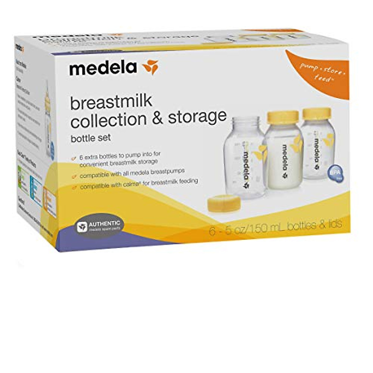 Medela Breast Milk Collection and Storage Bottles, 6 Pack, 5 Ounce Breastmilk Container, Compatible with Medela Breast Pumps and Made Without BPA (Pack of 3)