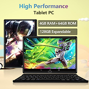 2024 Newest Android Tablet, 10 Inch Tablet with Keyboard, 4G Cellular Tablets 64GB Storage 512GB Expandable, 4G RAM Octa-Core 13MP Camera, Large Battery, Keyboard Mouse Case Stylus, WIFI Bluetooth GPS