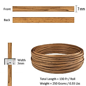 Laphivieh 130 Ft Light Wood Grain Plastic Wicker Repair Kit with Stainless Steel Weaving Tool, Plastic Rattan Material for Patio Rattan Furniture Repair Replacement Supplies