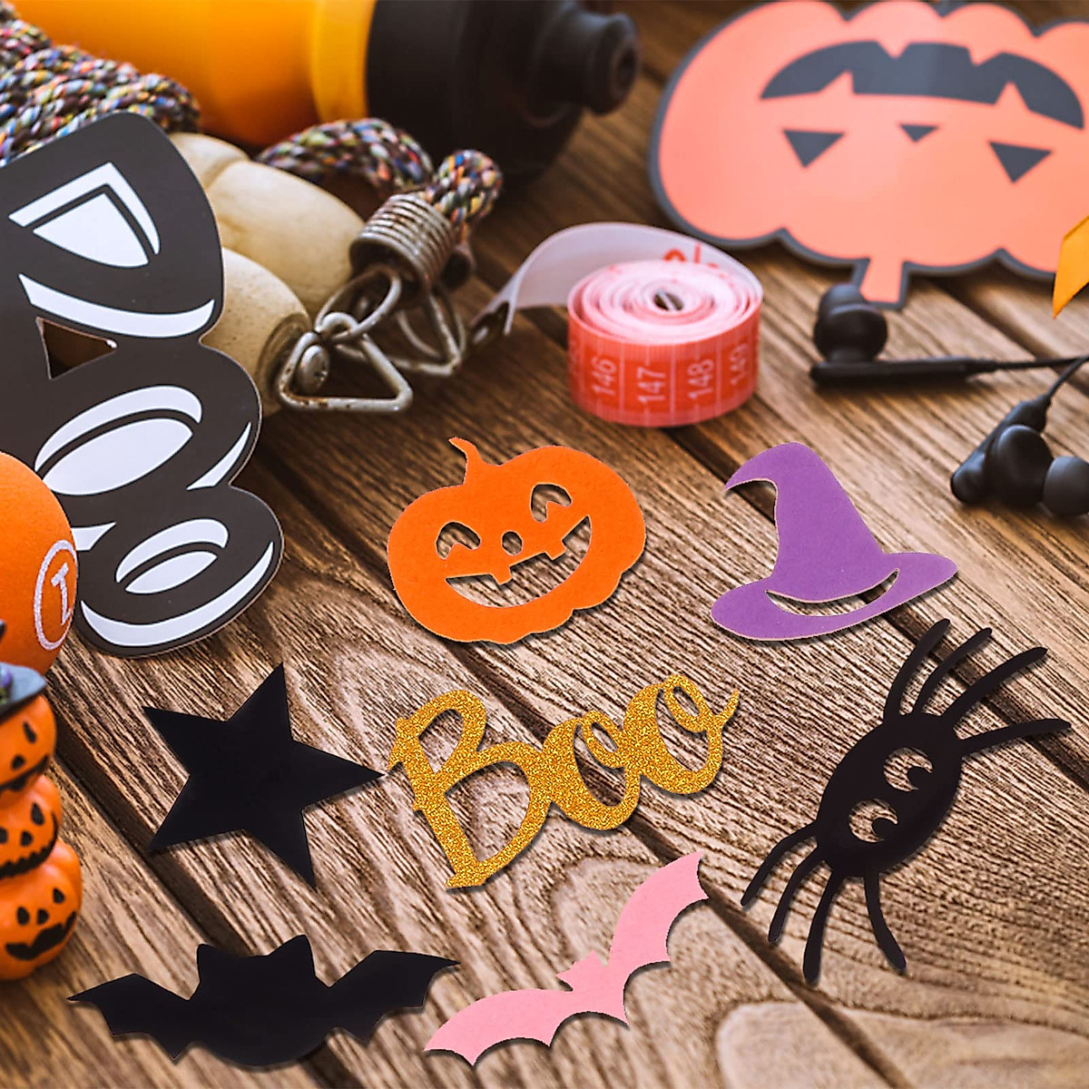 Halloween Bat Ghost Confetti Sprinkles Bats Spider Pumpkin Confetti Table Scatter Witches Spider Webs Five-Pointed Star Halloween Party Decorations Confetti for Halloween Party Favors